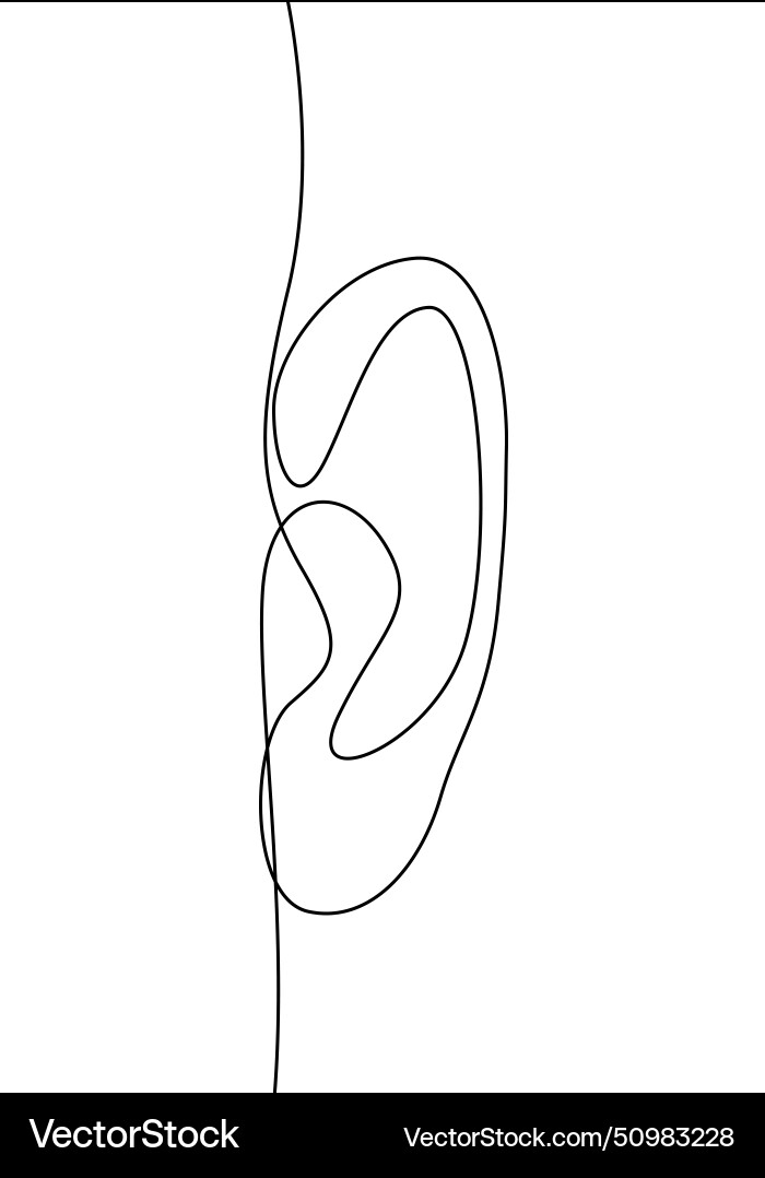Human ear continuous line drawing world deaf day Vector Image