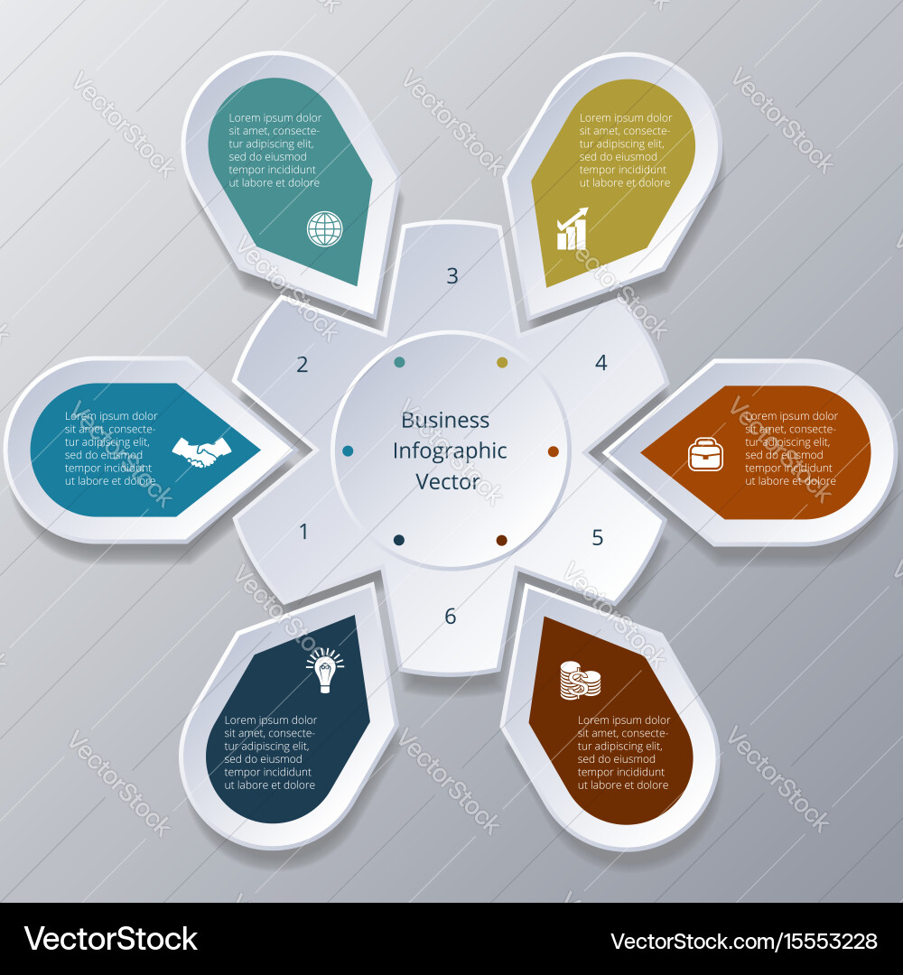 Infographic six points arranged in circle gear Vector Image