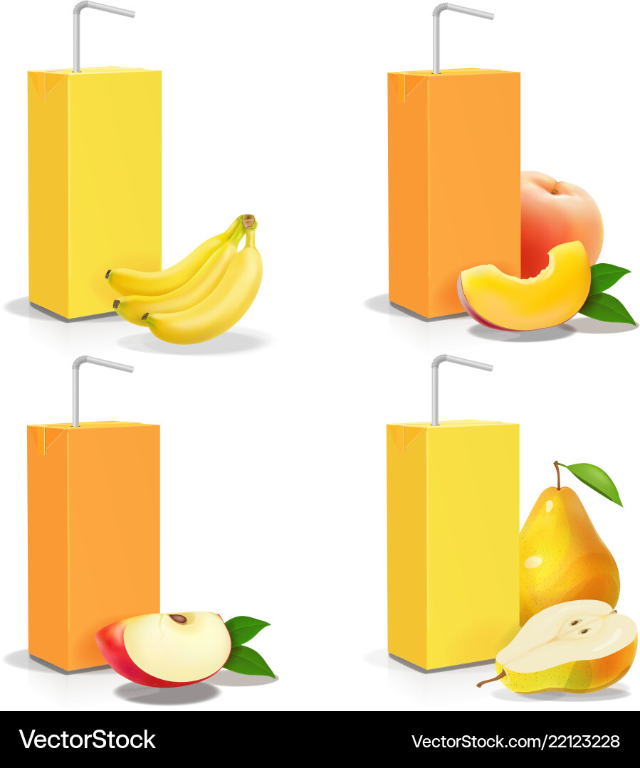 Juice Box Set with Straws Royalty Free Vector Image