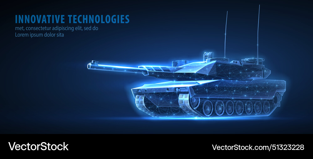 Modern tank on blue military technology Royalty Free Vector