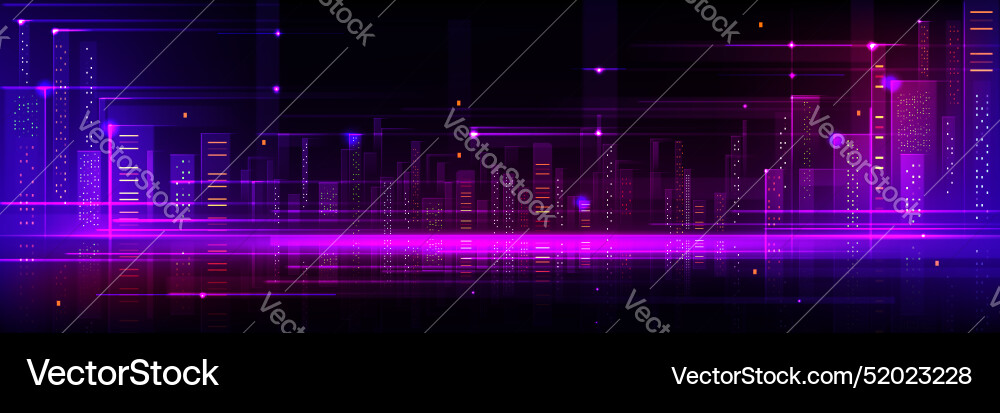 Purple tech city background abstract building bg Vector Image