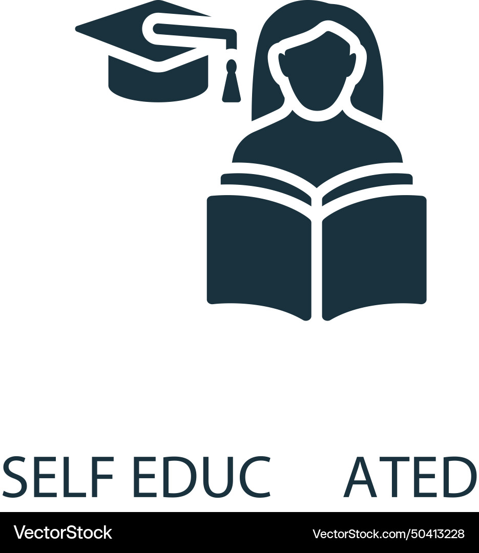 Self educated icon monochrome simple sign from Vector Image