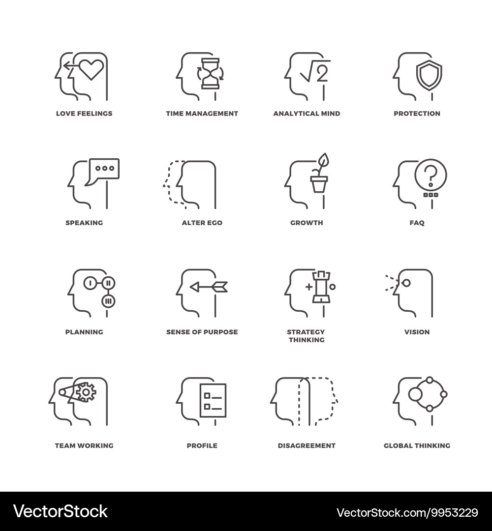 Brain Process & Psychology Icons Royalty Free Vector