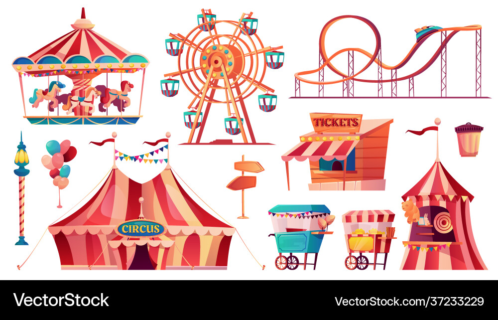 Circus and Carnival Icons Royalty Free Vector Image