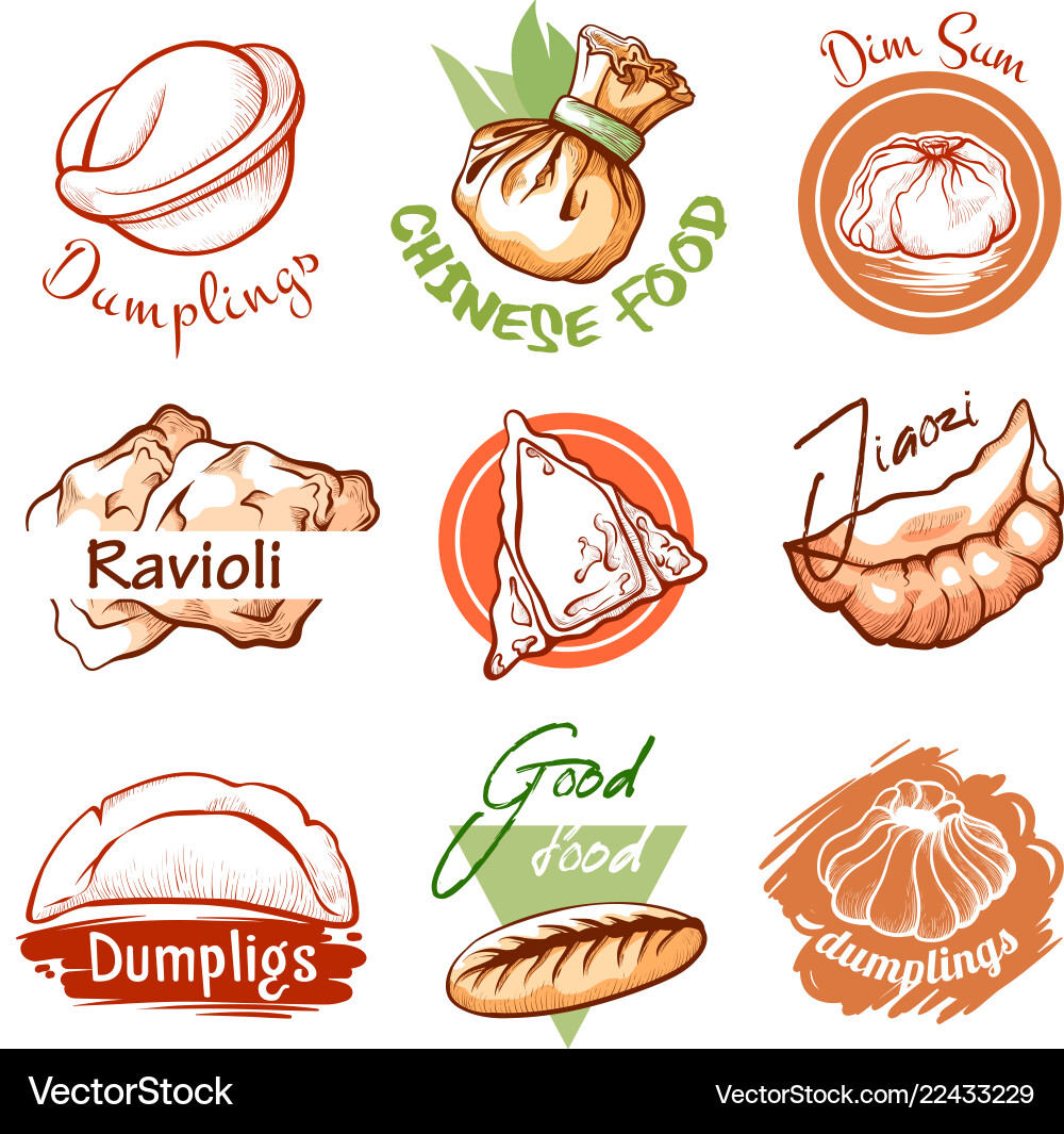 Dumplings oriental restaurant logo and graphic Vector Image
