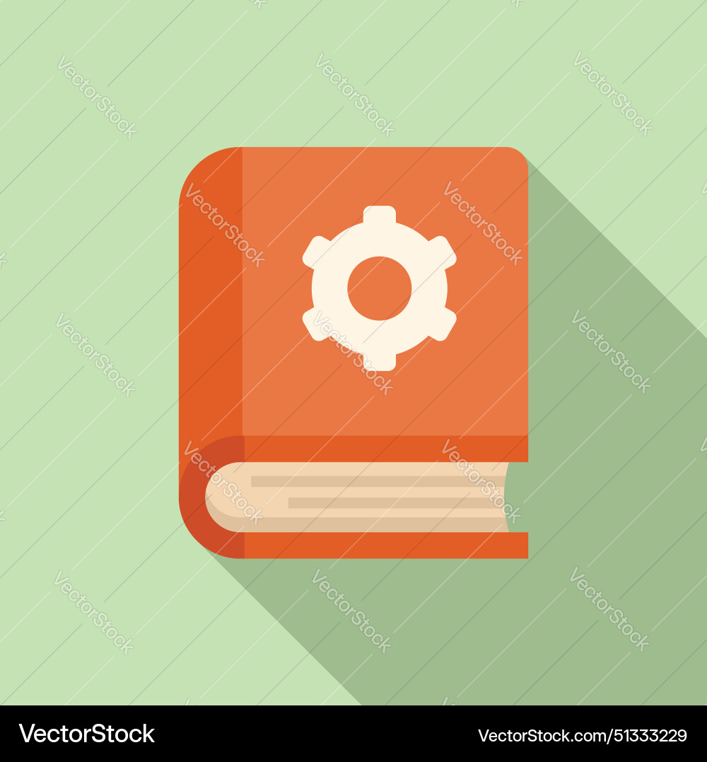 Flat design icon of a book with gear Royalty Free Vector