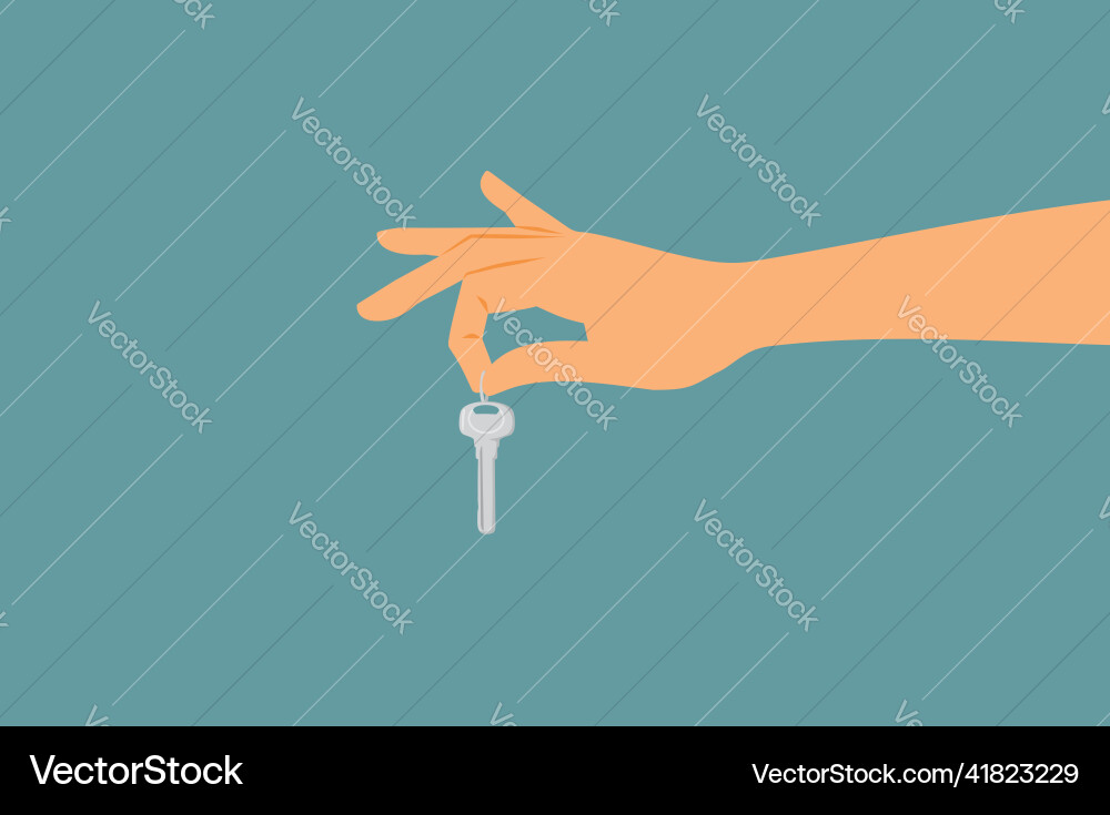Hand holding keys cartoon Royalty Free Vector Image