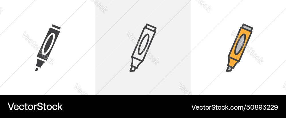 Marker icon set office highlighter pen symbol Vector Image