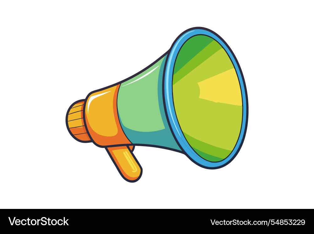 Megaphone graphic in orange and blue a perfect Vector Image