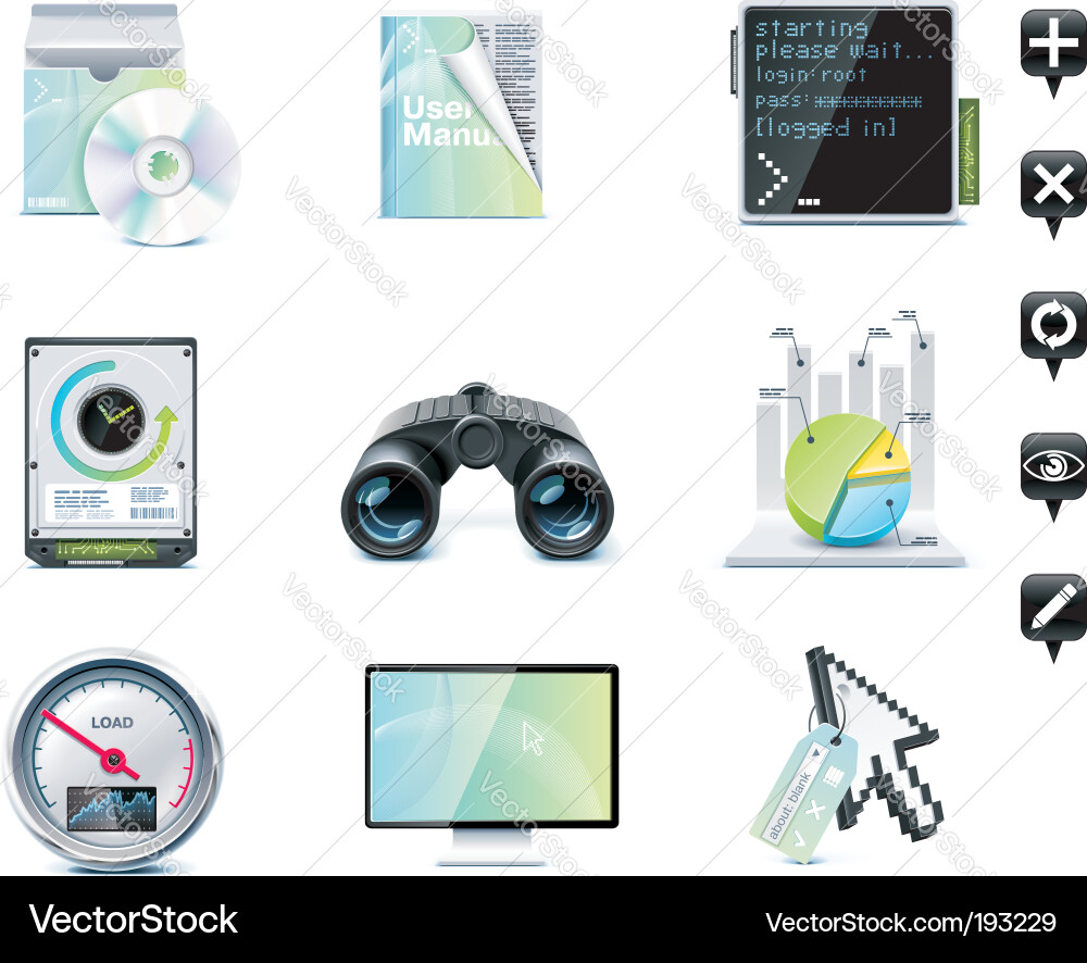 Server administration icons Royalty Free Vector Image