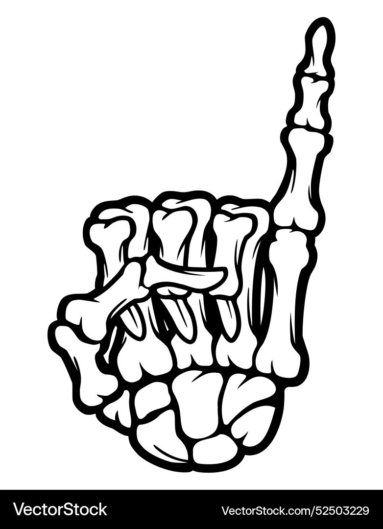 Skeleton bone hand thumbs up little finger sign Vector Image