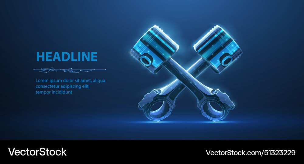Two piston in cross form on blue engine Royalty Free Vector