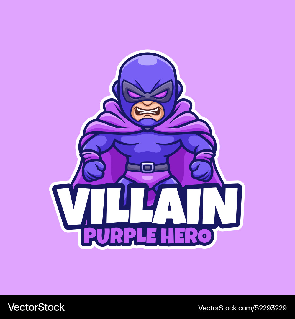 Villain purple hero cartoon Royalty Free Vector Image