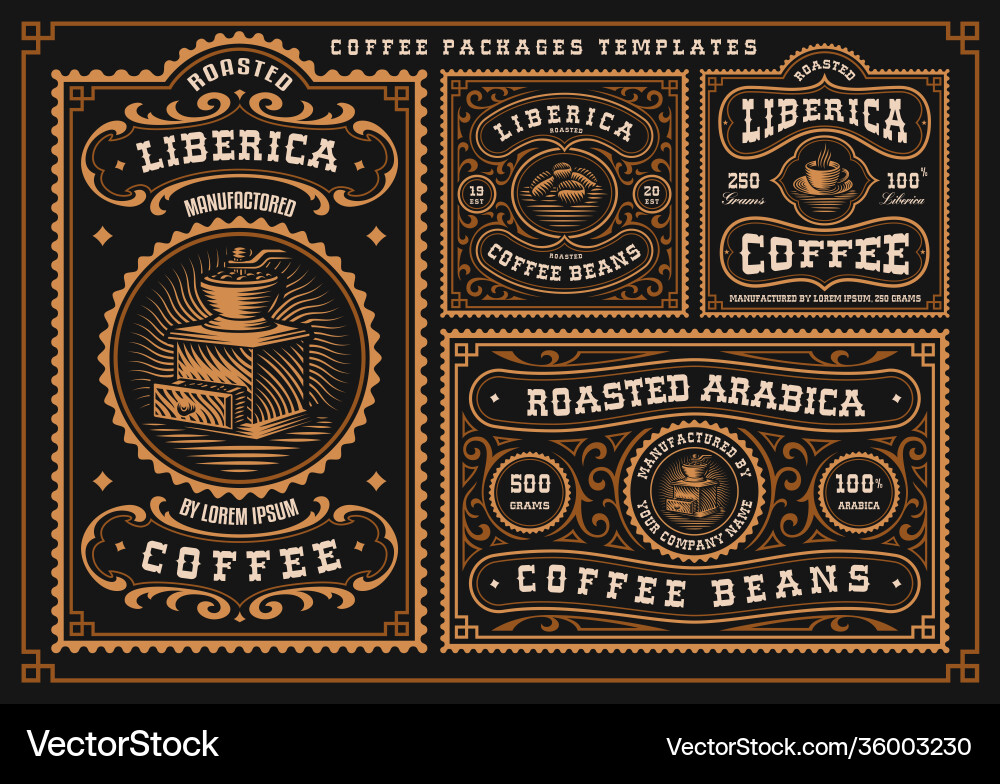 A bundle vintage coffee labels Royalty Free Vector Image