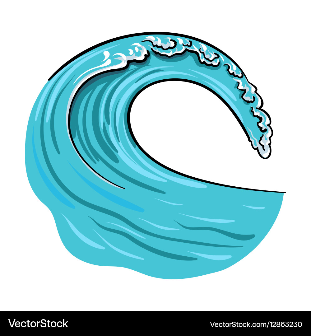 Cartoon Wave Icon - Blue Royalty Free Vector Image