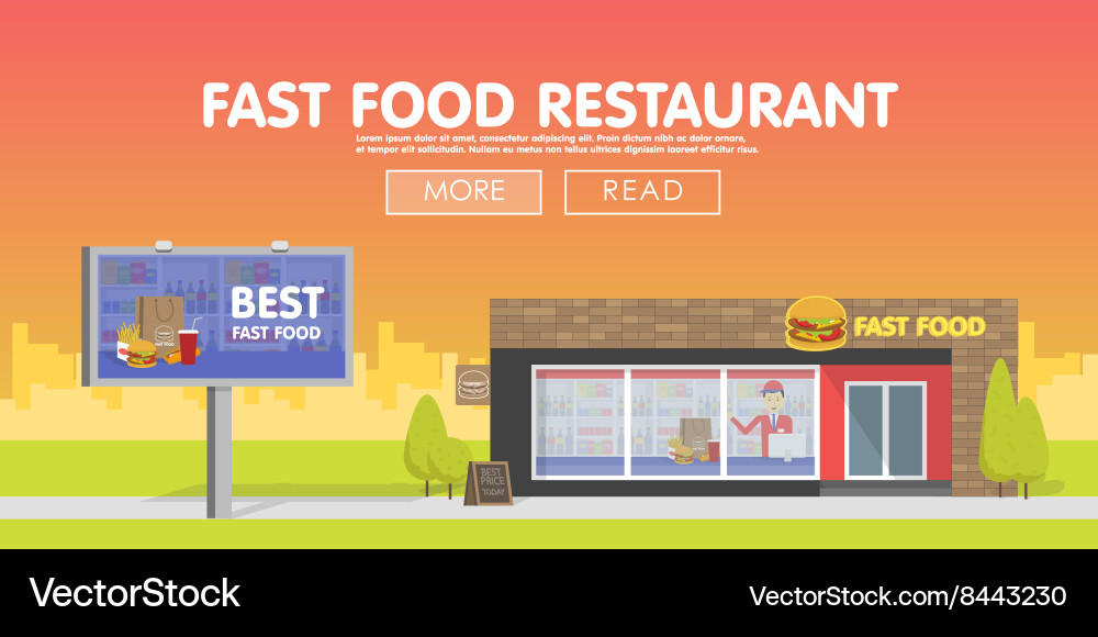Fast Food Storefront Restaurant Royalty Free Vector Image