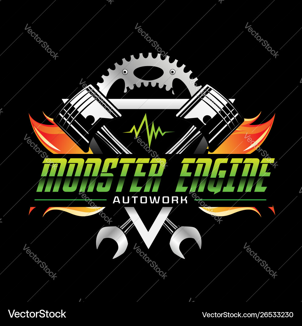 Fire power monster engine logo design symbol icon Vector Image