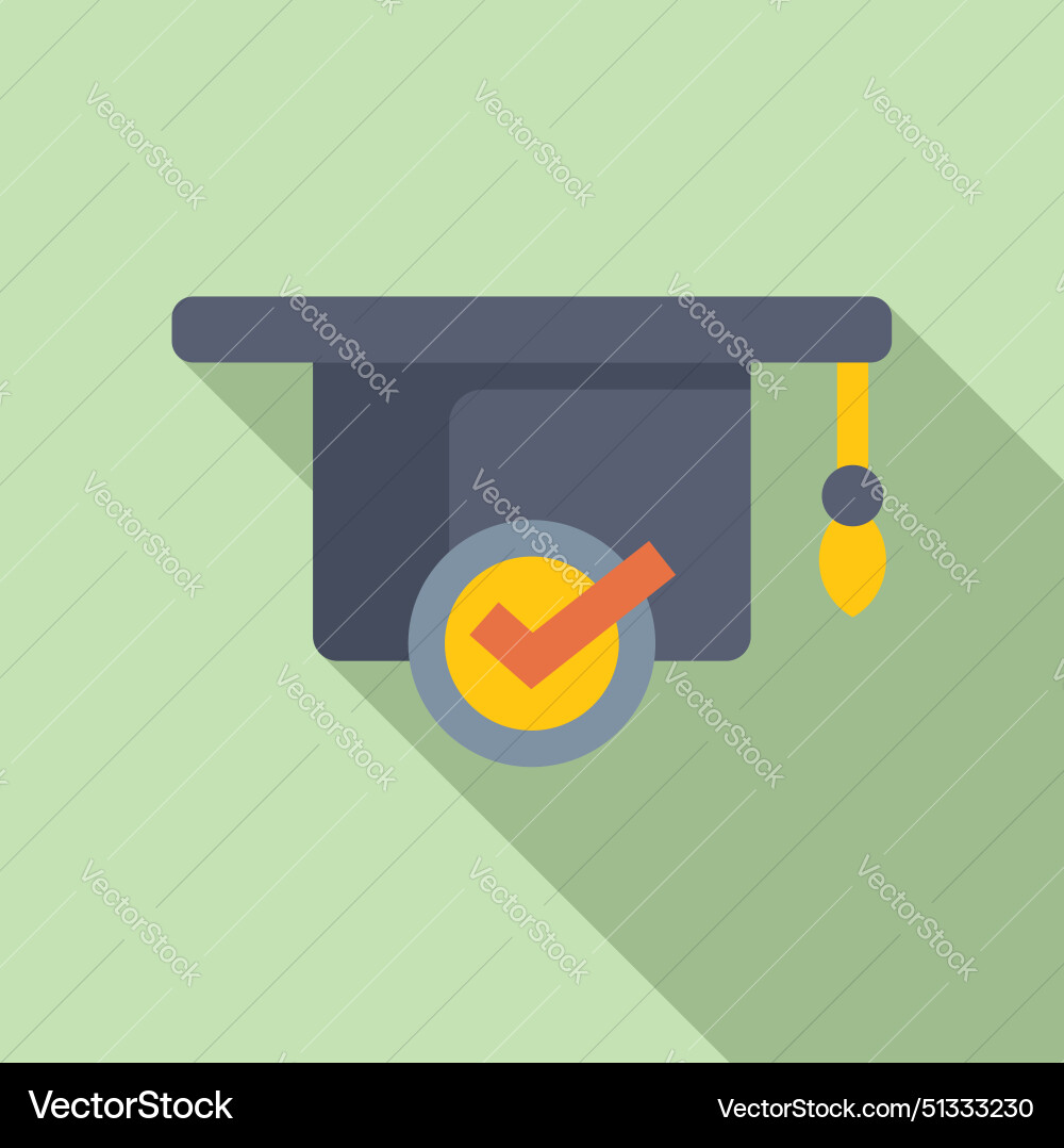 Graduation cap with checkmark Royalty Free Vector Image
