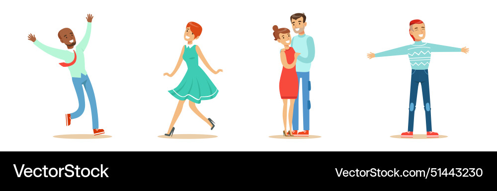Happy people character elated and rejoice Vector Image