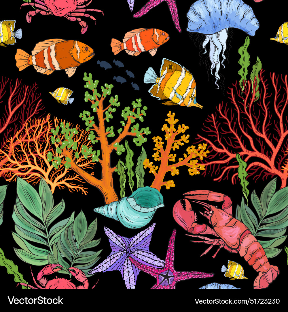 Marine life pattern the ocean and underwater Vector Image