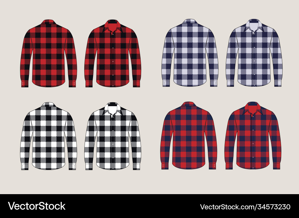 Plaid shirts patterned front and back view design Vector Image