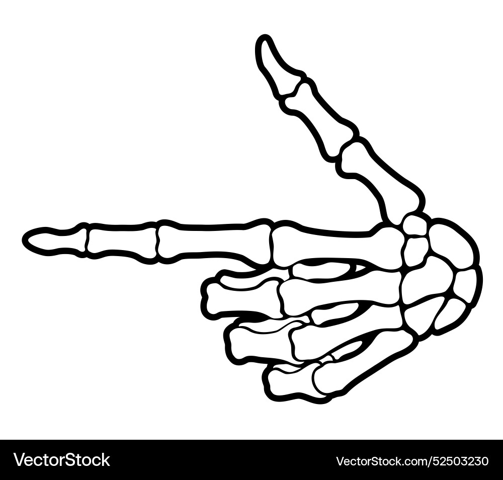 Skeleton bone pointing the index finger hand sign Vector Image