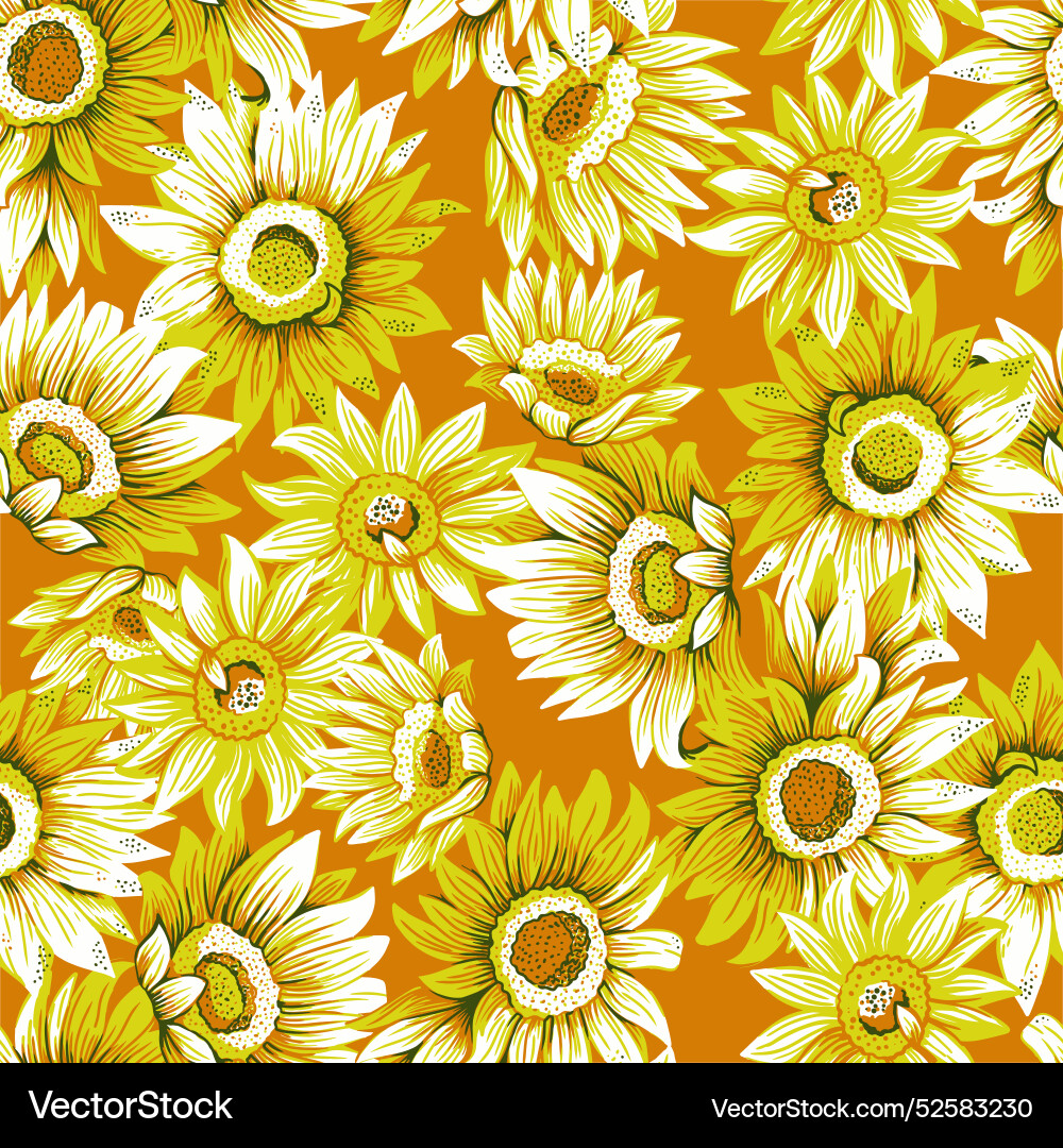 Summer sunflowers seamless floral pattern Vector Image
