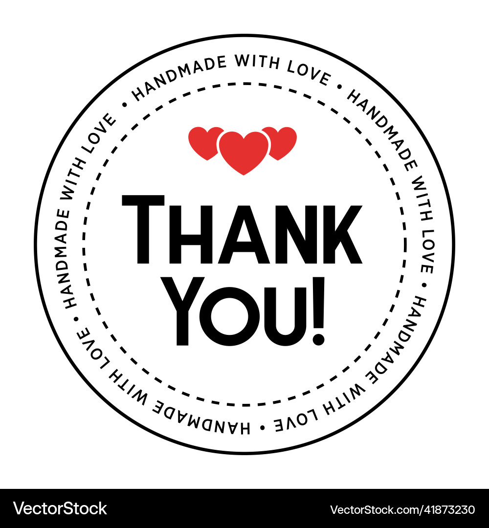 Thank you handmade label purchase note Royalty Free Vector