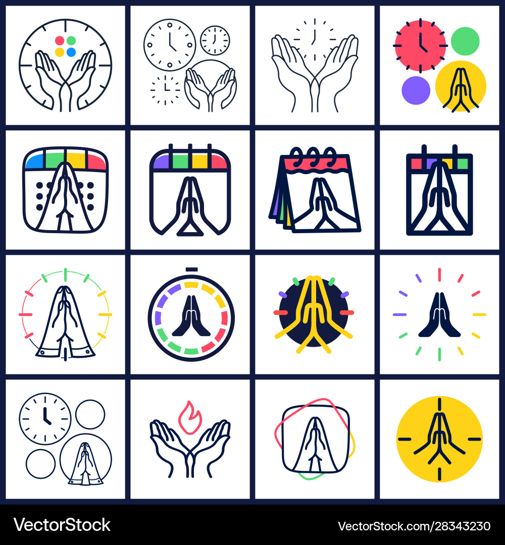 Time to pray logo set collection praying hands Vector Image