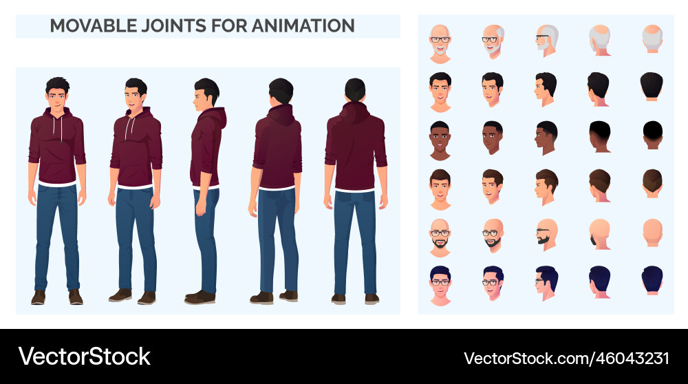 Casual man character constructor for animation Vector Image