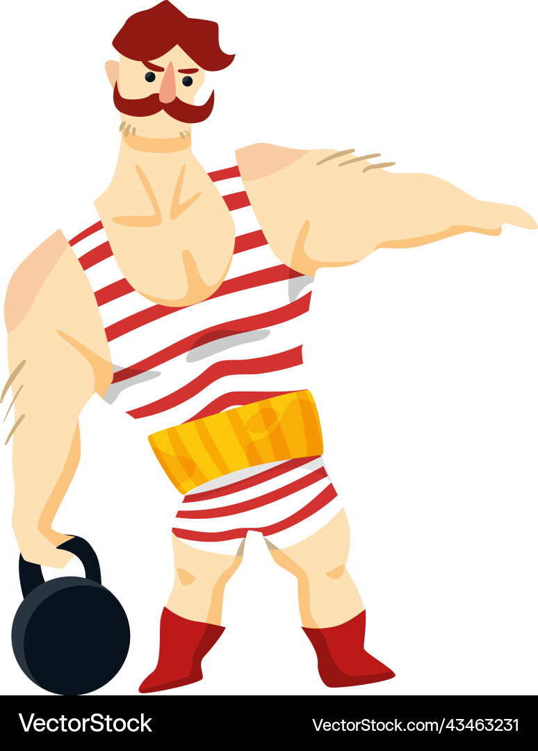 Circus strongman character composition Royalty Free Vector