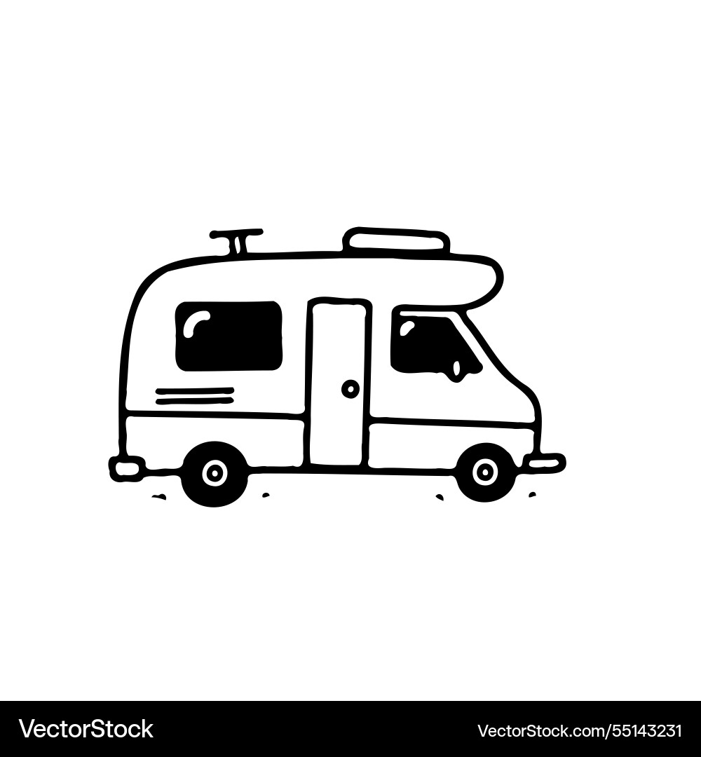 Cute RV Motorhome Doodle Royalty Free Vector Image