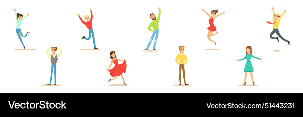 Happy people character elated and rejoice Vector Image