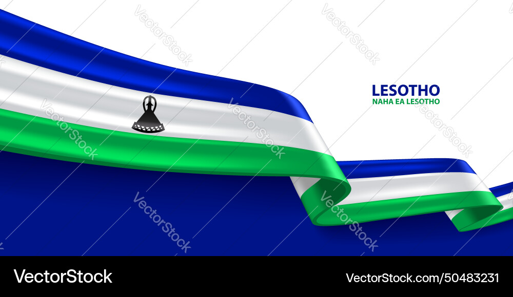 Lesotho 3d ribbon flag Royalty Free Vector Image