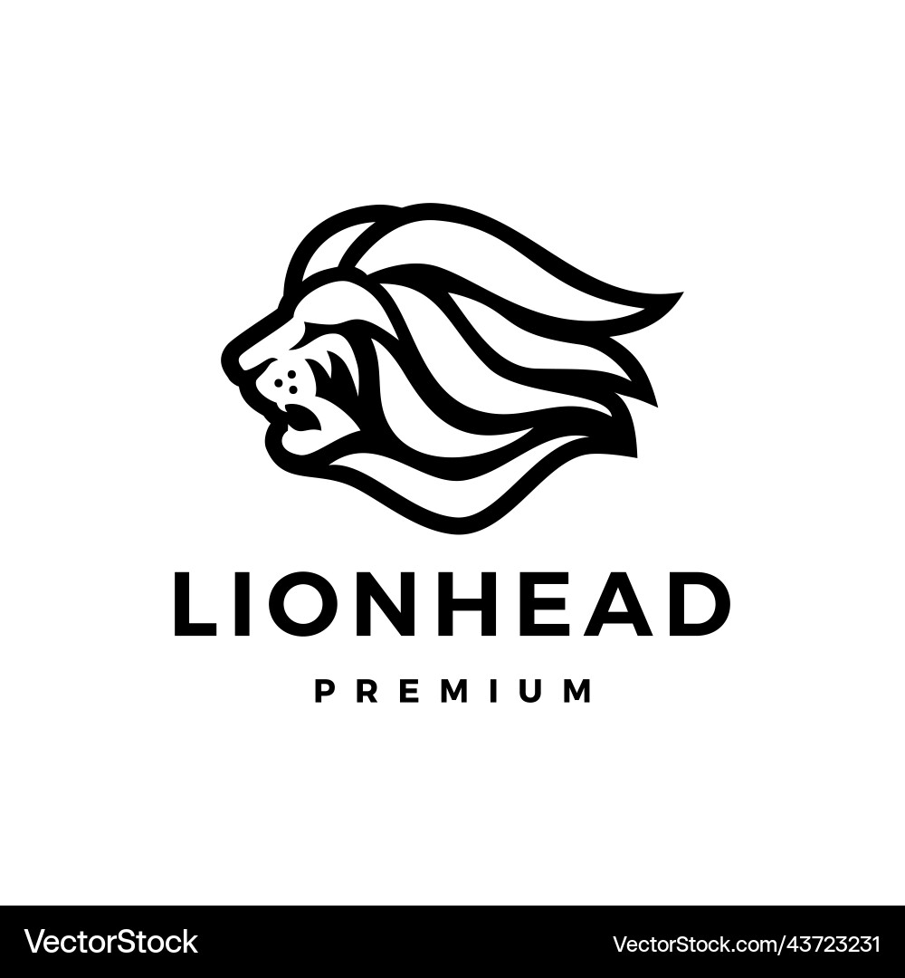 Lion head side view logo icon Royalty Free Vector Image