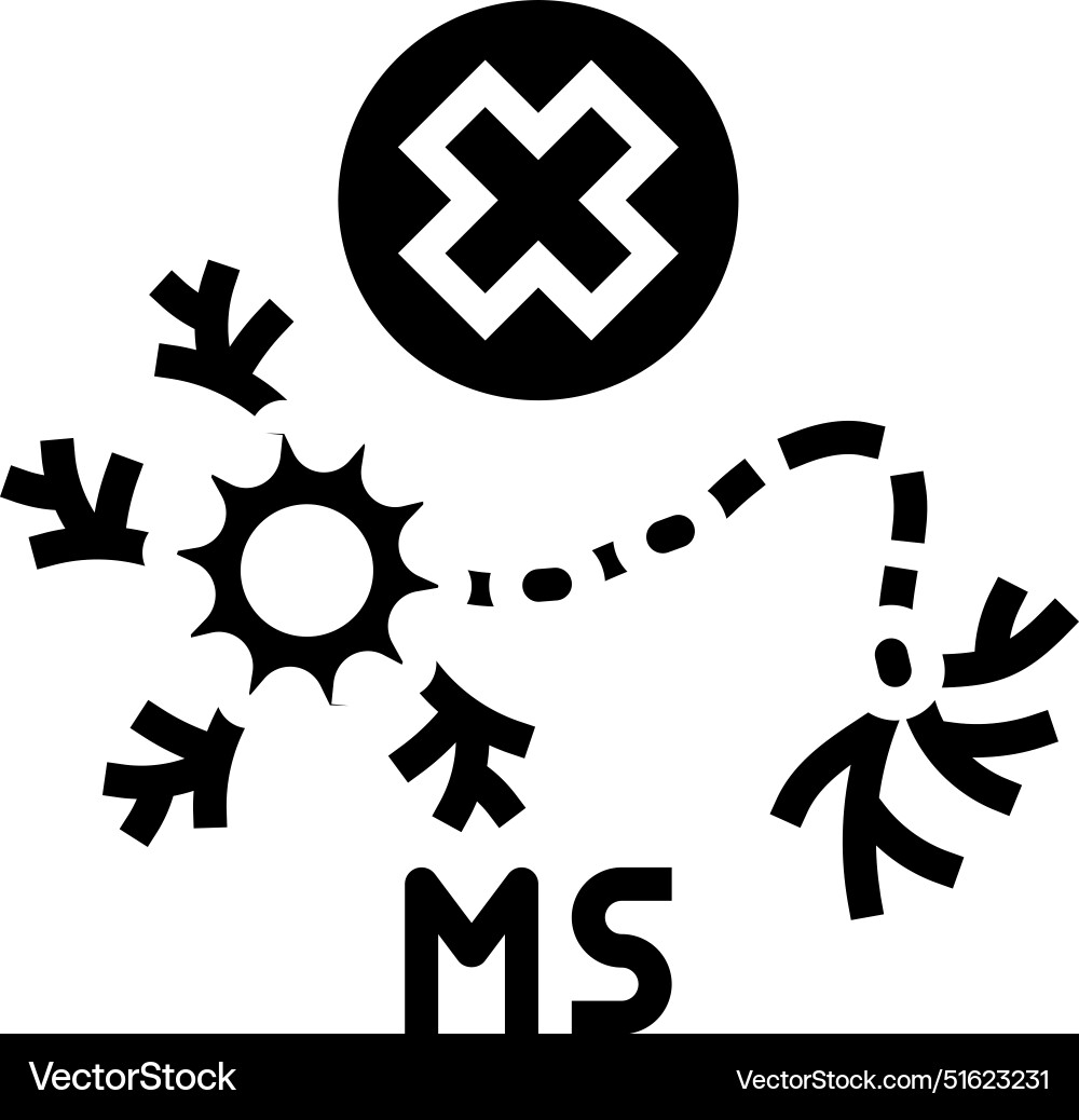 Multiple sclerosis disease glyph icon Royalty Free Vector
