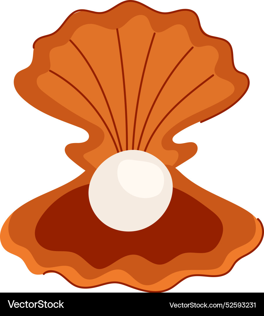 Open shell pearl cartoon Royalty Free Vector Image