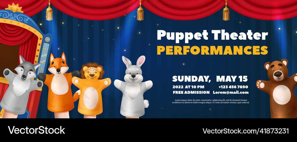 Puppet theater poster Royalty Free Vector Image