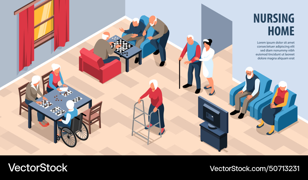 Rest home horizontal composition Royalty Free Vector Image