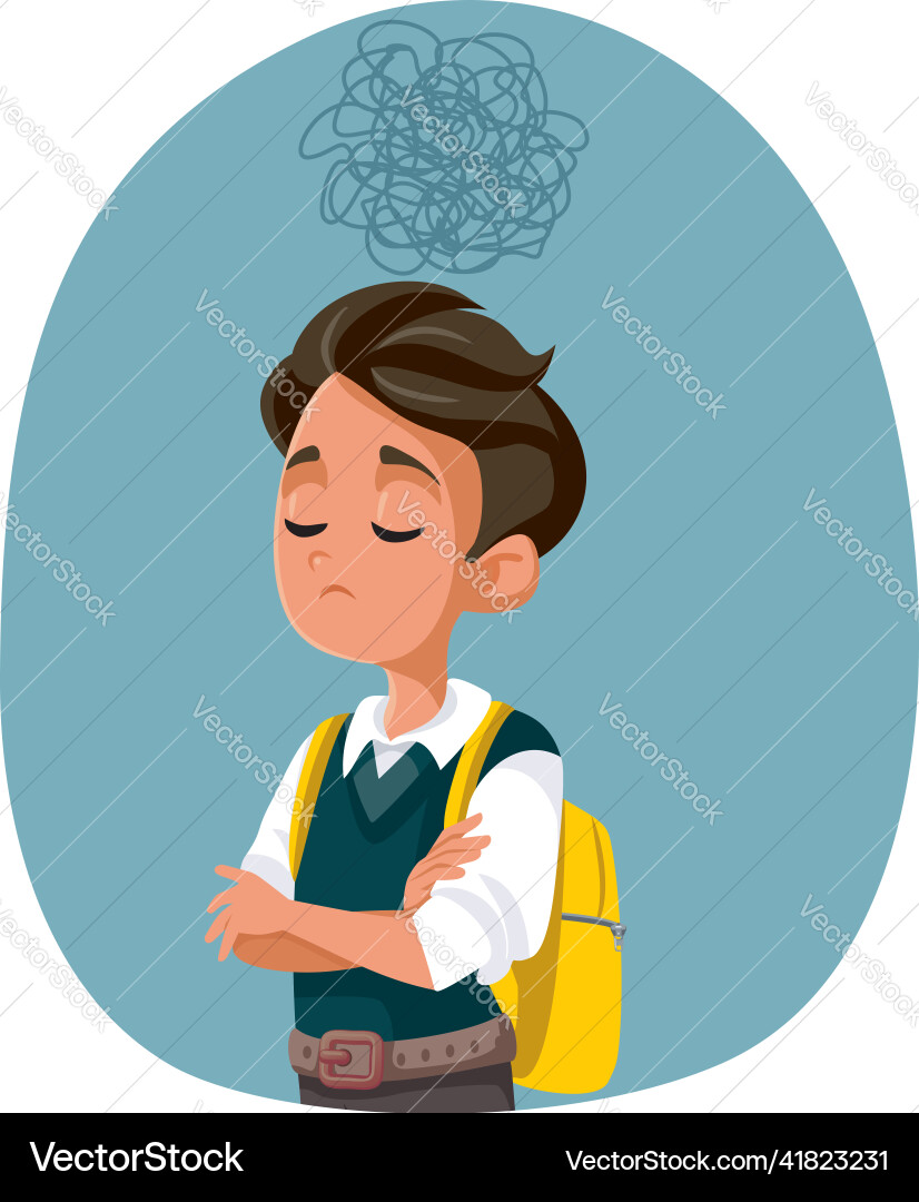 Sad male student feeling depressed cartoon Vector Image