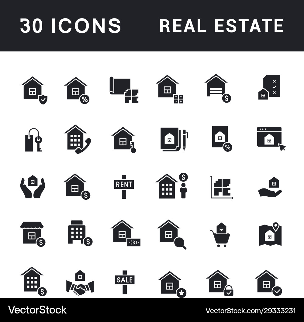 Set simple icons real estate Royalty Free Vector Image