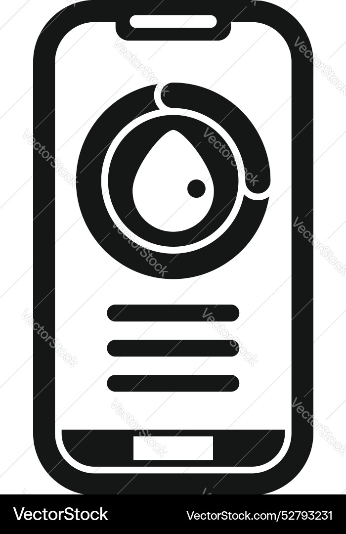 Smartphone is showing water consumption app icon Vector Image