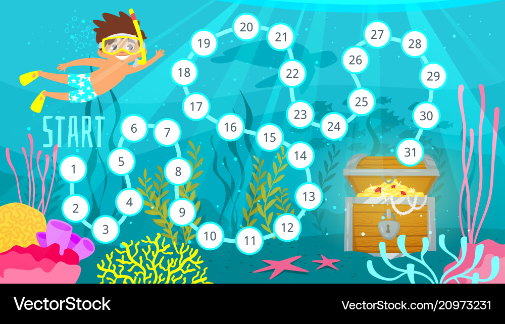 Underwater Kids Game Template Royalty Free Vector Image