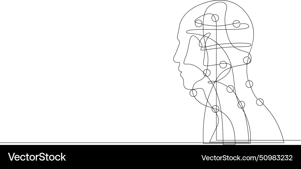 Continuous one line drawing of person profile Vector Image