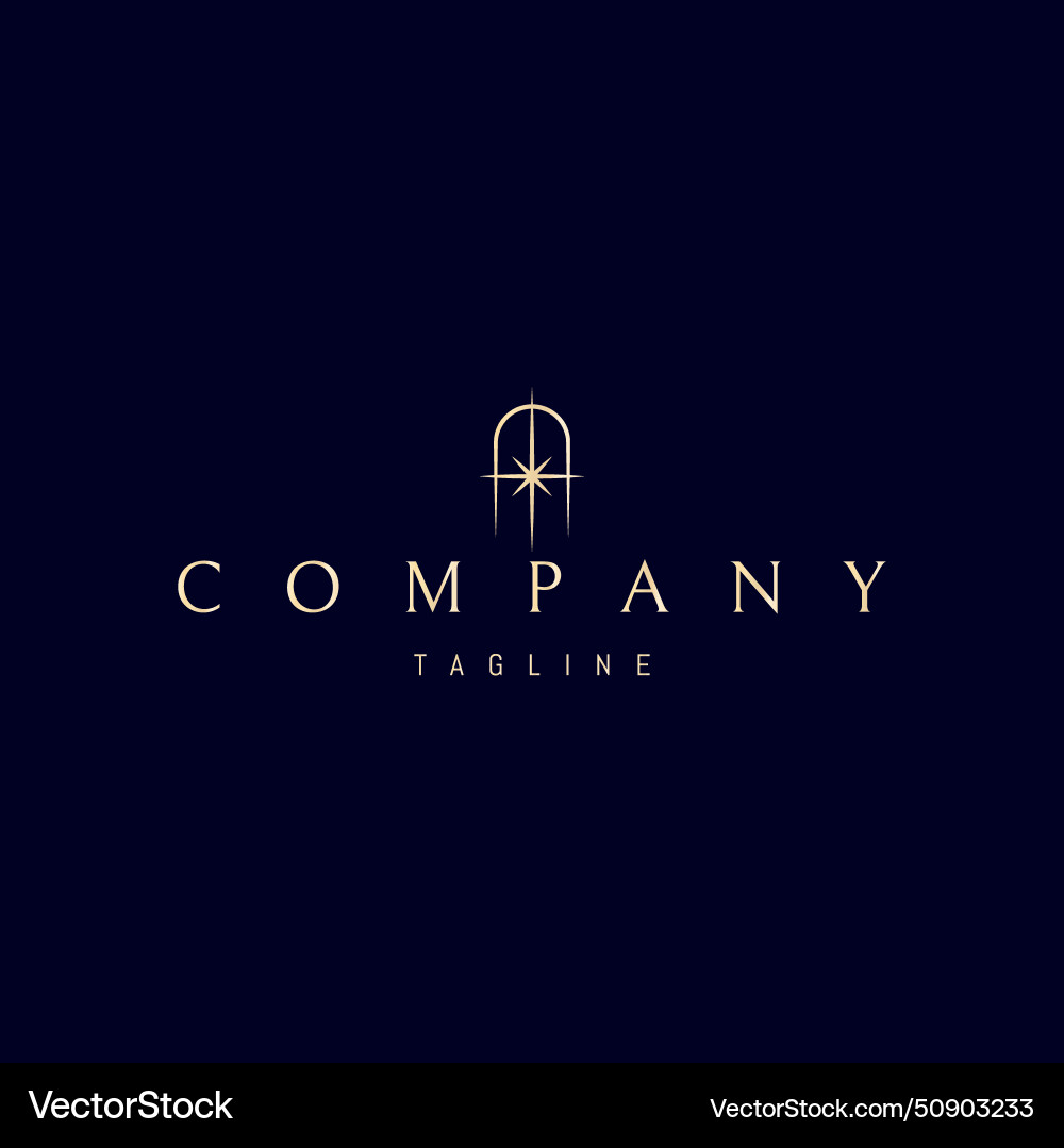 A golden logo with an abstract image Royalty Free Vector