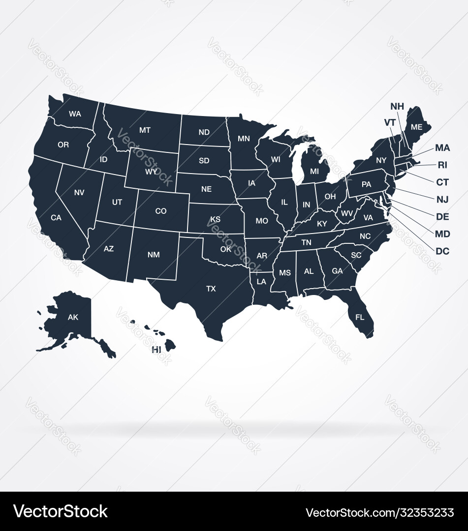 Accurate correct usa map with separated states Vector Image