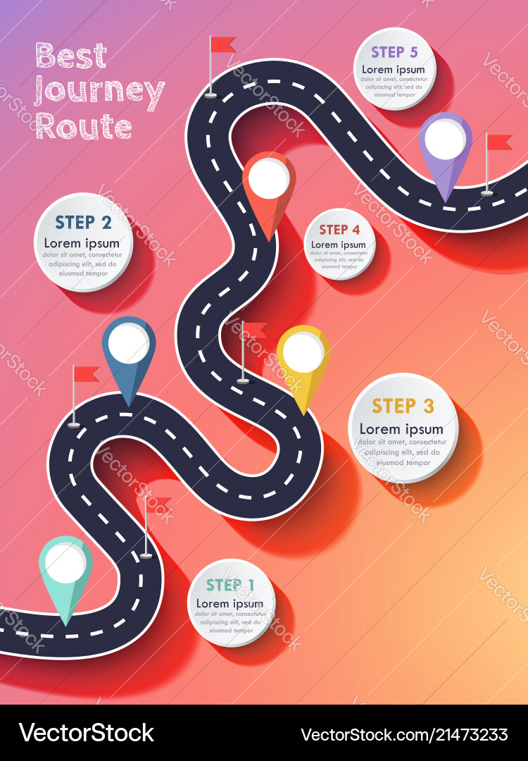 Best journey route road trip Royalty Free Vector Image