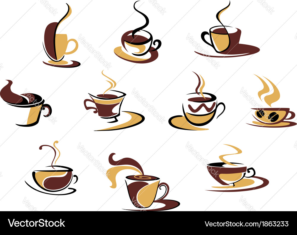 Espresso Coffee Cups Set Royalty Free Vector Image