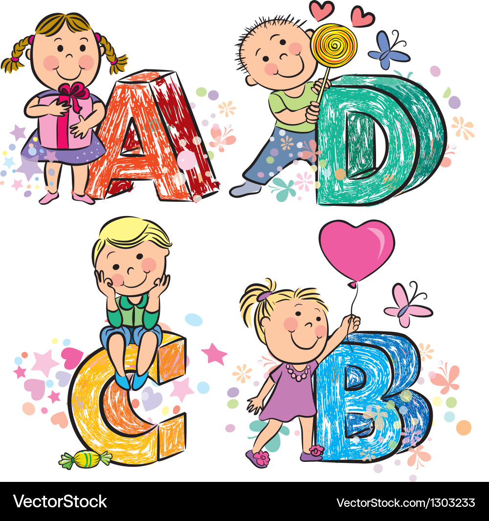 Abcd Images For Child Happy Kids With ABCD Banner Stock Vector Image
