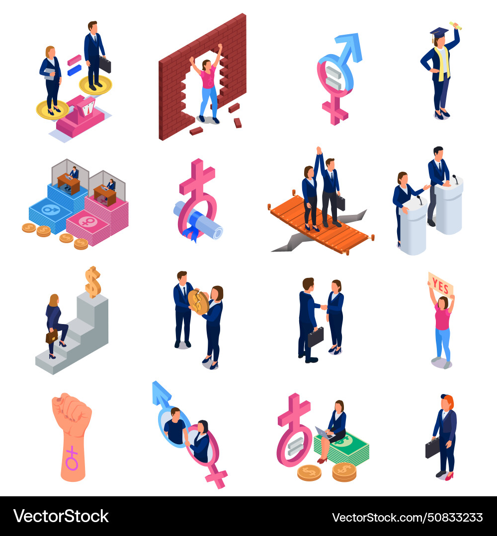 Gender equality set Royalty Free Vector Image - VectorStock